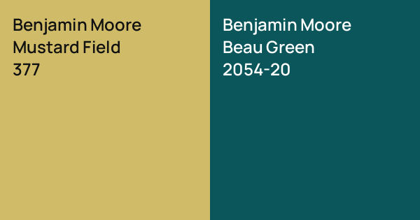 Benjamin Moore Mustard Field vs. Benjamin Moore Beau Green comparison