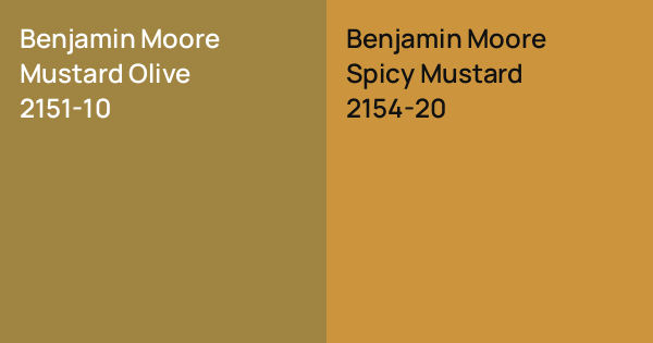 Benjamin Moore Mustard Olive vs. Benjamin Moore Spicy Mustard comparison