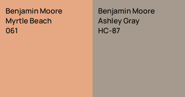 Benjamin Moore Myrtle Beach vs. Benjamin Moore Ashley Gray comparison