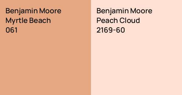 Benjamin Moore Myrtle Beach vs. Benjamin Moore Peach Cloud comparison