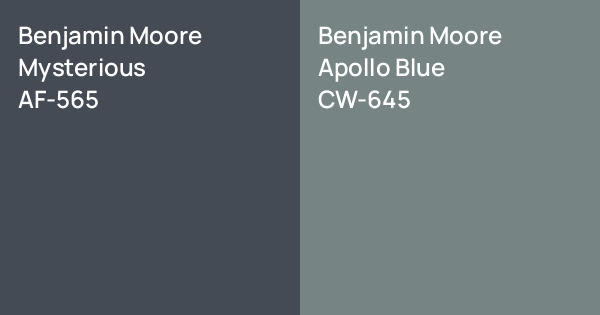 Benjamin Moore Mysterious vs. Benjamin Moore Apollo Blue comparison