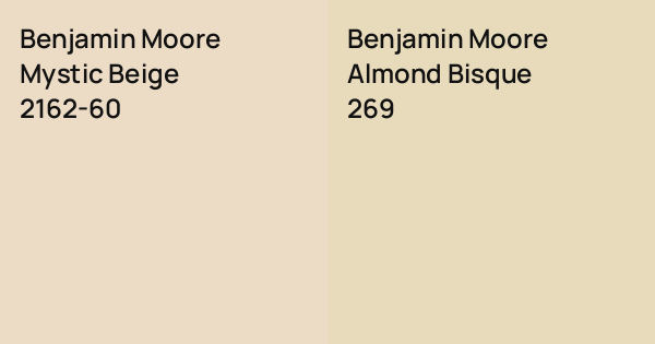 Benjamin Moore Mystic Beige vs. Benjamin Moore Almond Bisque comparison