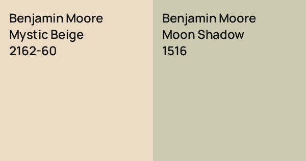 Benjamin Moore Mystic Beige vs. Benjamin Moore Moon Shadow comparison