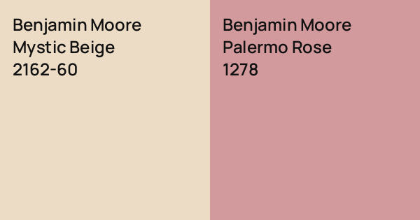 Benjamin Moore Mystic Beige vs. Benjamin Moore Palermo Rose comparison