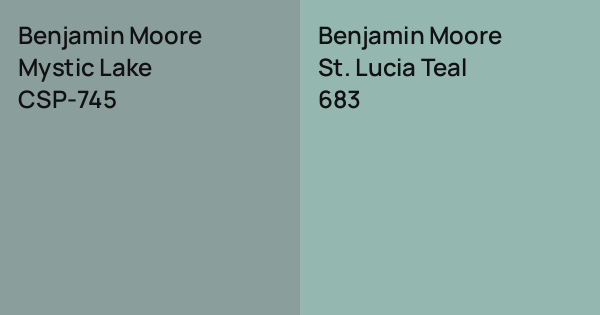 Benjamin Moore Mystic Lake vs. Benjamin Moore St. Lucia Teal comparison