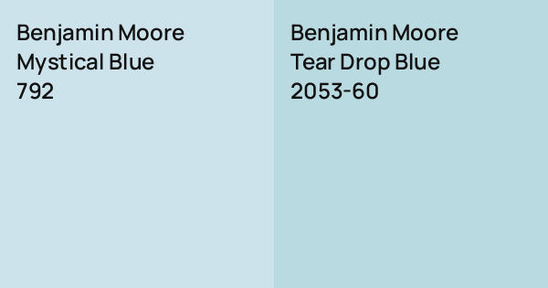 Benjamin Moore Mystical Blue vs. Benjamin Moore Tear Drop Blue comparison