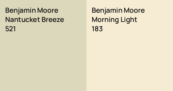 Benjamin Moore Nantucket Breeze vs. Benjamin Moore Morning Light comparison