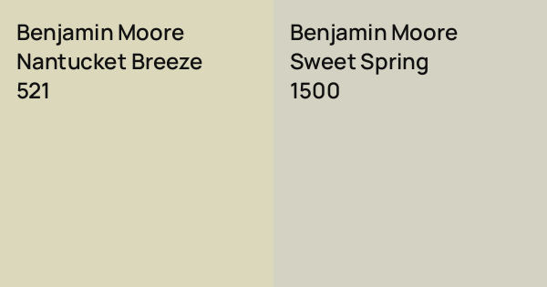 Benjamin Moore Nantucket Breeze vs. Benjamin Moore Sweet Spring comparison