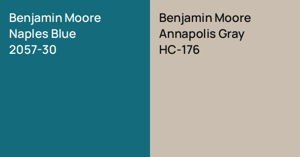 Benjamin Moore Naples Blue vs. Benjamin Moore Annapolis Gray comparison