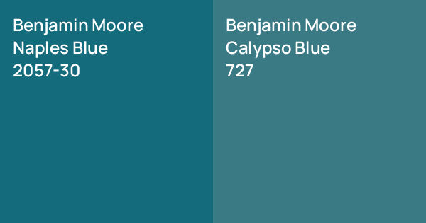 Benjamin Moore Naples Blue vs. Benjamin Moore Calypso Blue comparison