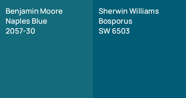 Benjamin Moore Naples Blue vs. Sherwin Williams Bosporus comparison