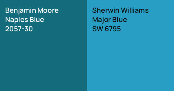 Benjamin Moore Naples Blue vs. Sherwin Williams Major Blue comparison