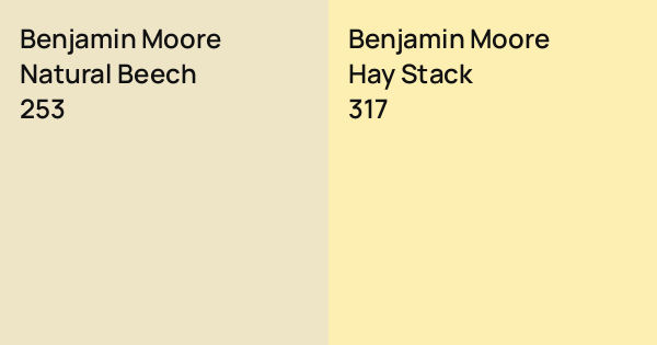 Benjamin Moore Natural Beech vs. Benjamin Moore Hay Stack comparison