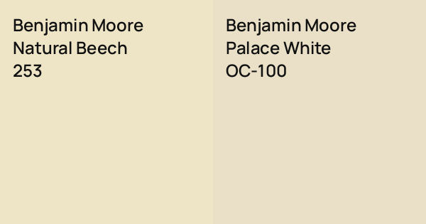 Benjamin Moore Natural Beech vs. Benjamin Moore Palace White comparison
