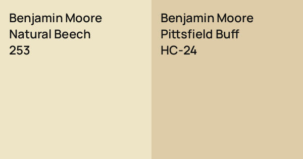 Benjamin Moore Natural Beech vs. Benjamin Moore Pittsfield Buff comparison