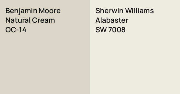 Benjamin Moore Natural Cream vs. Sherwin Williams Alabaster comparison