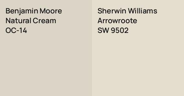 Benjamin Moore Natural Cream vs. Sherwin Williams Arrowroote comparison