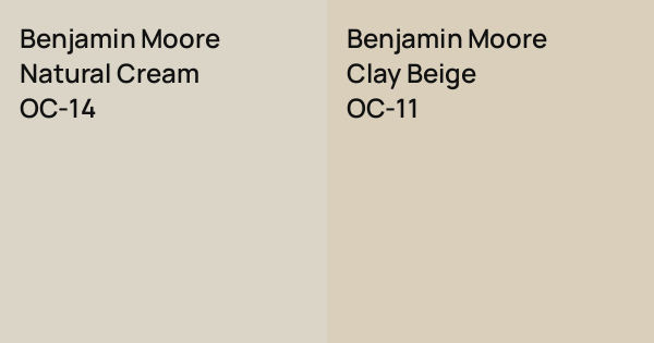 Benjamin Moore Natural Cream vs. Benjamin Moore Clay Beige comparison