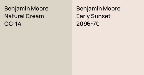 Benjamin Moore Natural Cream vs. Benjamin Moore Early Sunset comparison