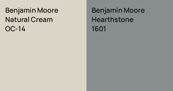 Benjamin Moore Natural Cream vs. Benjamin Moore Hearthstone comparison