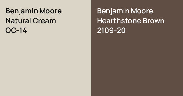 Benjamin Moore Natural Cream vs. Benjamin Moore Hearthstone Brown ...