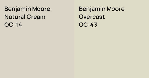 Benjamin Moore Natural Cream vs. Benjamin Moore Overcast comparison
