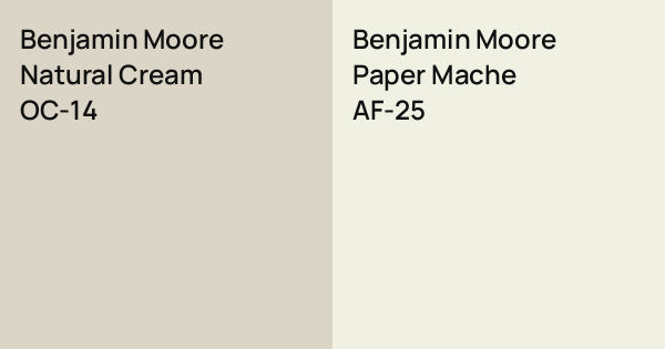Benjamin Moore Natural Cream vs. Benjamin Moore Paper Mache comparison