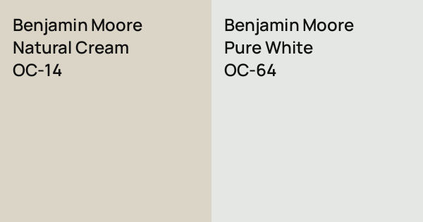 Benjamin Moore Natural Cream vs. Benjamin Moore Pure White comparison