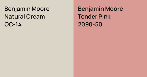 Benjamin Moore Natural Cream vs. Benjamin Moore Tender Pink comparison