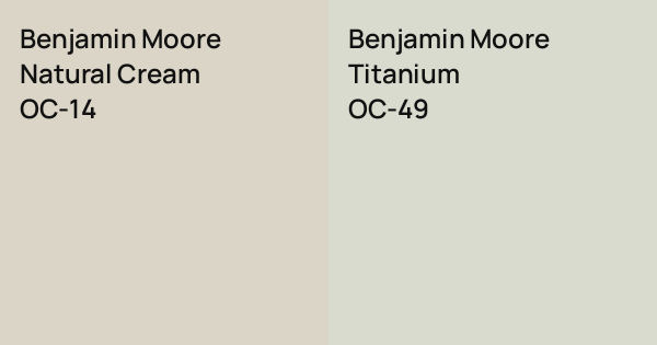 Benjamin Moore Natural Cream vs. Benjamin Moore Titanium comparison