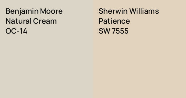 Benjamin Moore Natural Cream vs. Sherwin Williams Patience comparison