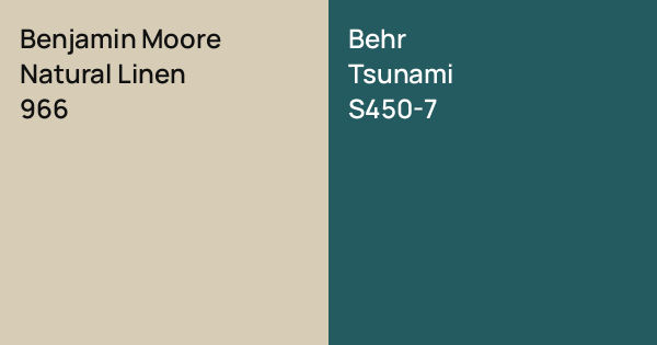 Benjamin Moore Natural Linen vs. Behr Tsunami comparison