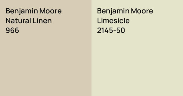 Benjamin Moore Natural Linen vs. Benjamin Moore Limesicle comparison
