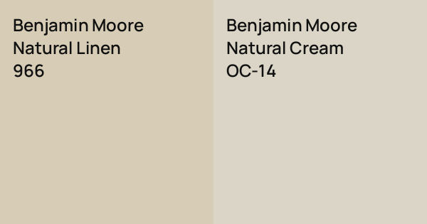 Benjamin Moore Natural Linen vs. Benjamin Moore Natural Cream comparison