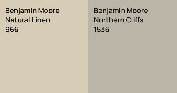 Benjamin Moore Natural Linen vs. Benjamin Moore Northern Cliffs comparison