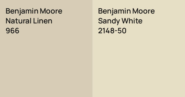 Benjamin Moore Natural Linen vs. Benjamin Moore Sandy White comparison