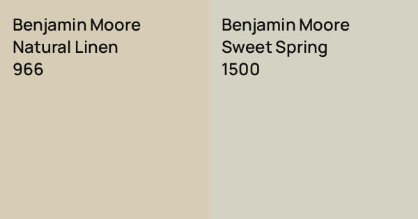 Benjamin Moore Natural Linen vs. Benjamin Moore Sweet Spring comparison