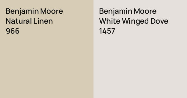 Benjamin Moore Natural Linen vs. Benjamin Moore White Winged Dove comparison