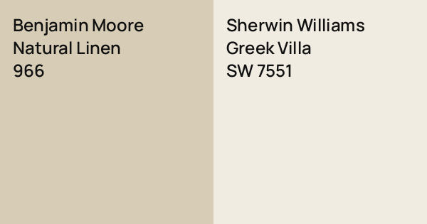 Benjamin Moore Natural Linen vs. Sherwin Williams Greek Villa comparison