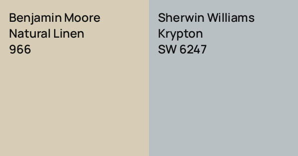 Benjamin Moore Natural Linen vs. Sherwin Williams Krypton comparison