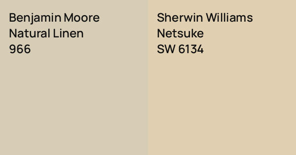 Benjamin Moore Natural Linen vs. Sherwin Williams Netsuke comparison