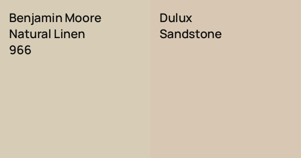 Benjamin Moore Natural Linen vs. Dulux Sandstone comparison
