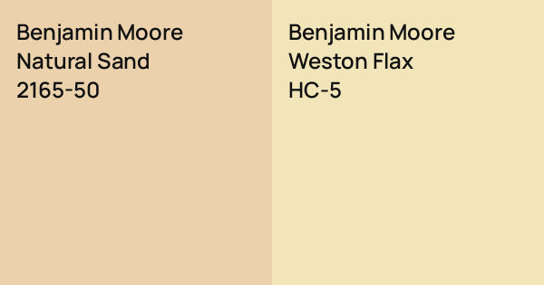 Benjamin Moore Natural Sand vs. Benjamin Moore Weston Flax comparison