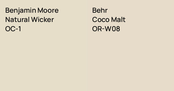 Benjamin Moore Natural Wicker vs. Behr Coco Malt comparison
