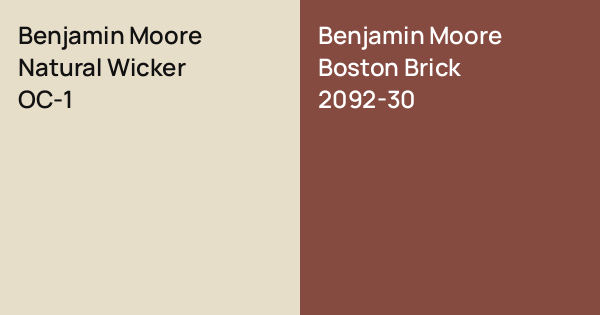 Benjamin Moore Natural Wicker vs. Benjamin Moore Boston Brick comparison