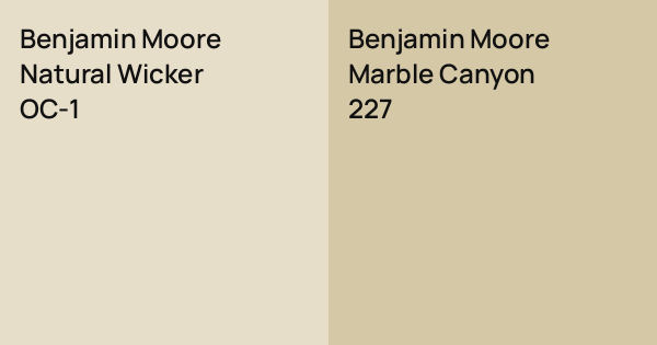 Benjamin Moore Natural Wicker vs. Benjamin Moore Marble Canyon comparison