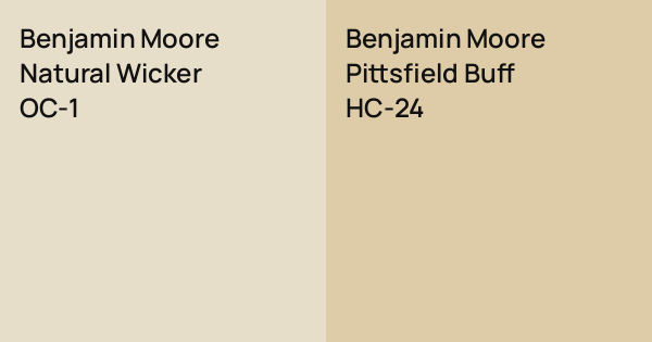 Benjamin Moore Natural Wicker vs. Benjamin Moore Pittsfield Buff comparison