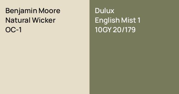 Benjamin Moore Natural Wicker vs. Dulux English Mist 1 comparison