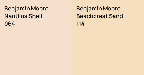 Benjamin Moore Nautilus Shell vs. Benjamin Moore Beachcrest Sand comparison