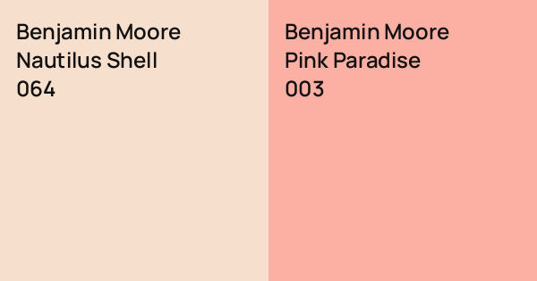 Benjamin Moore Nautilus Shell vs. Benjamin Moore Pink Paradise comparison